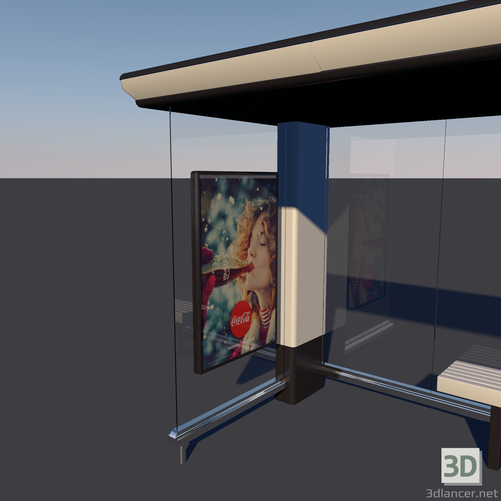 3d model Bus stop Low-poly 3D model | 44772 | 3dlancer.net