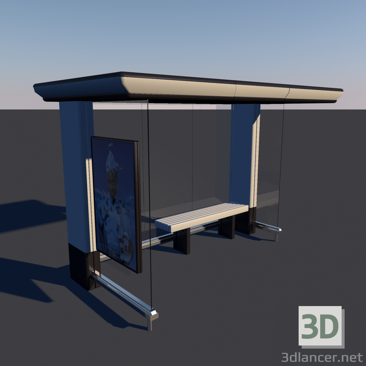 3d model Bus stop Low-poly 3D model | 44772 | 3dlancer.net