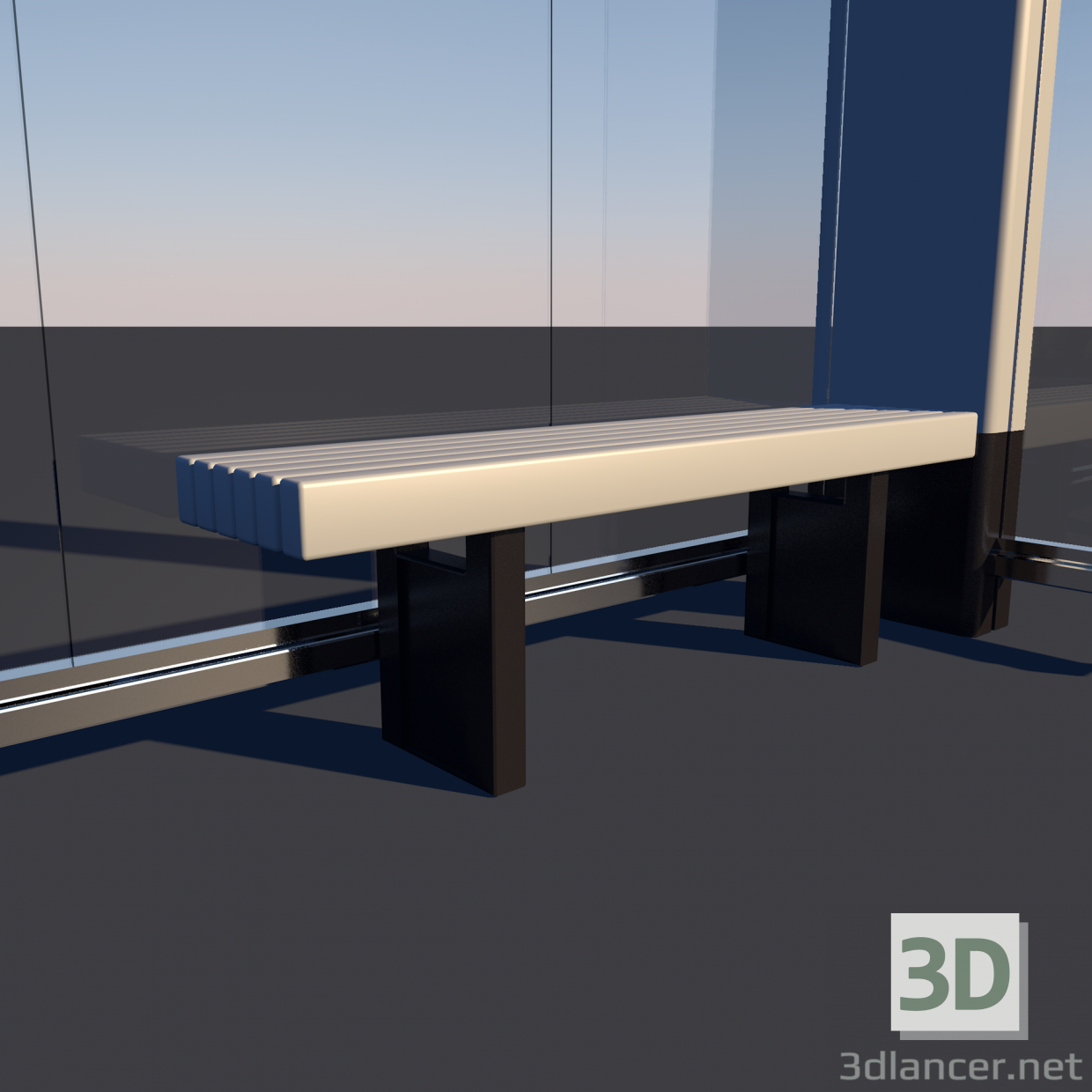 3d model Bus stop Low-poly 3D model | 44772 | 3dlancer.net