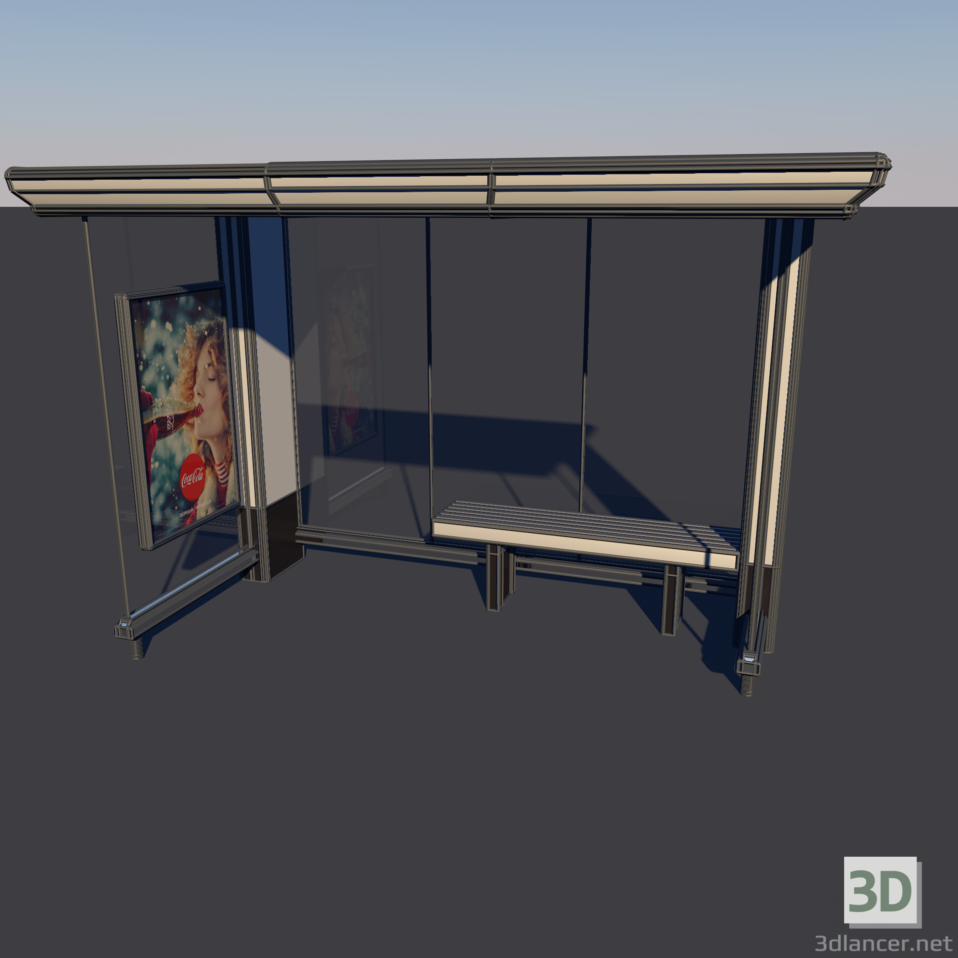 3d model Bus stop Low-poly 3D model | 44772 | 3dlancer.net