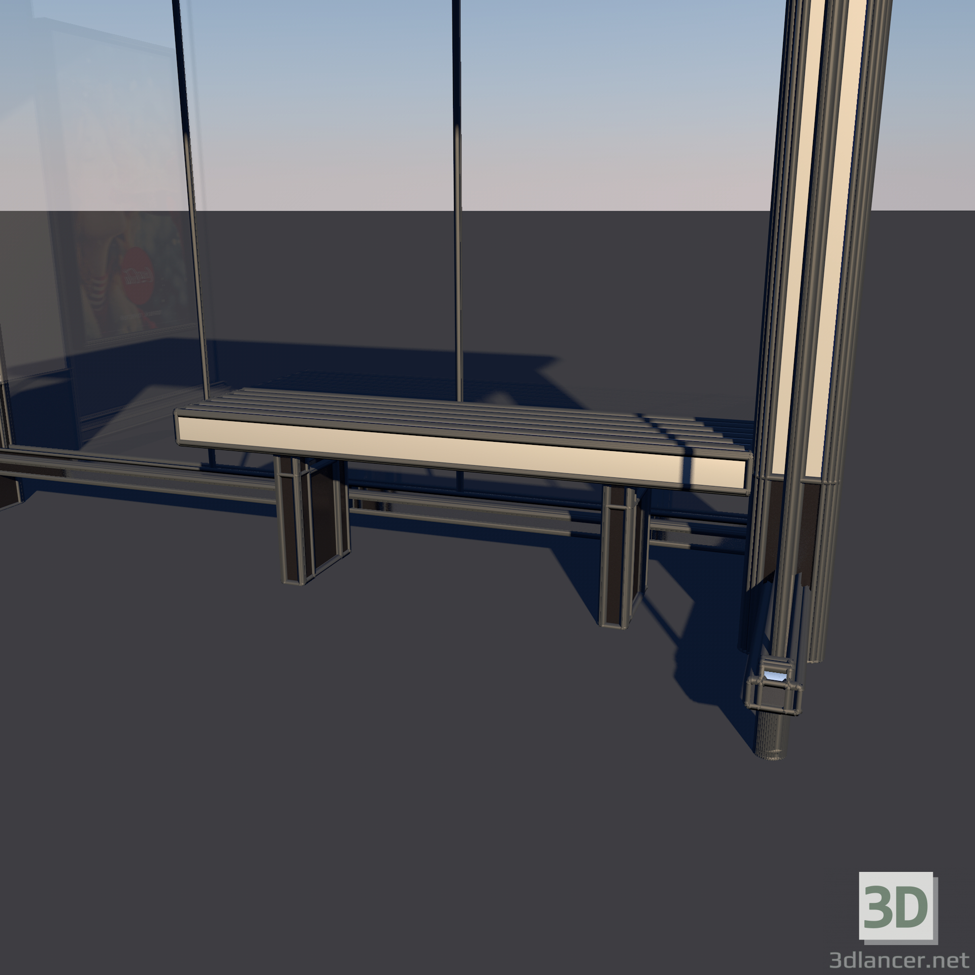 3d model Bus stop Low-poly 3D model | 44772 | 3dlancer.net