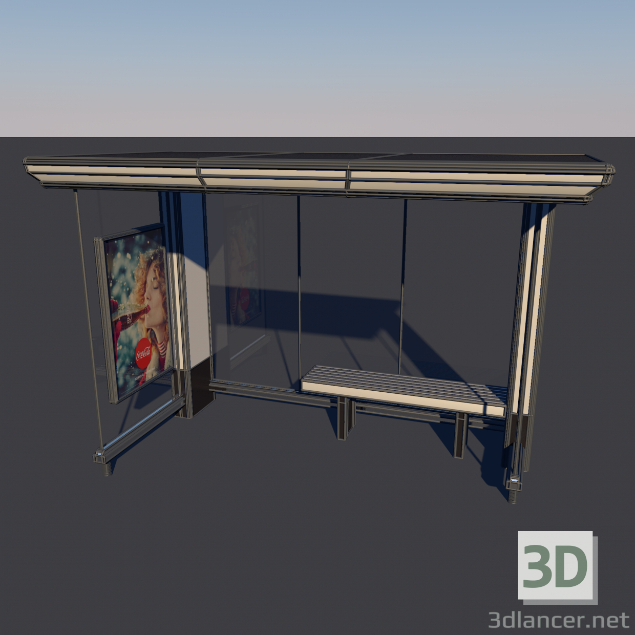3d model Bus stop Low-poly 3D model | 44772 | 3dlancer.net