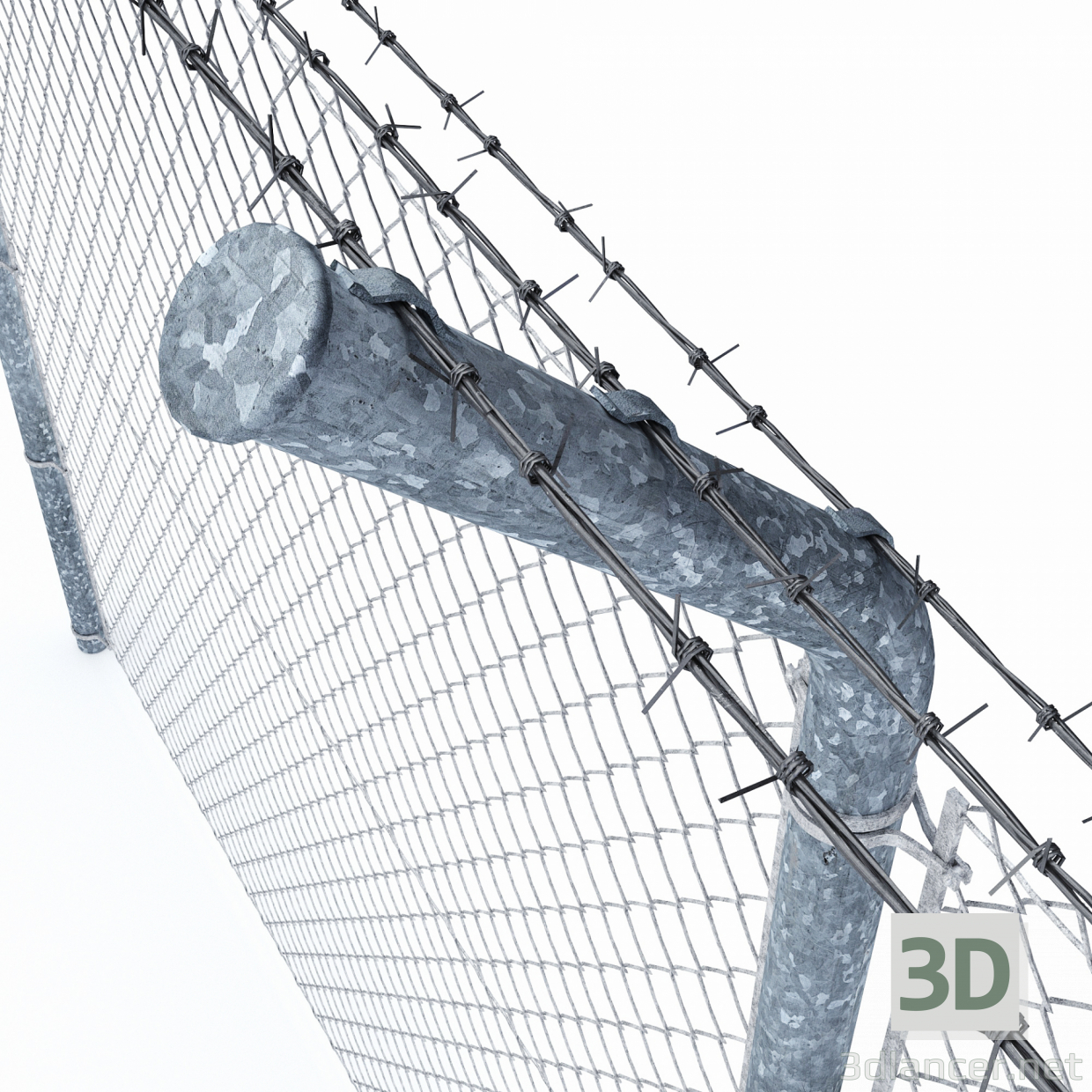 3d model Wire mesh fence with barbed wire fence | 53772 | 3dlancer.net