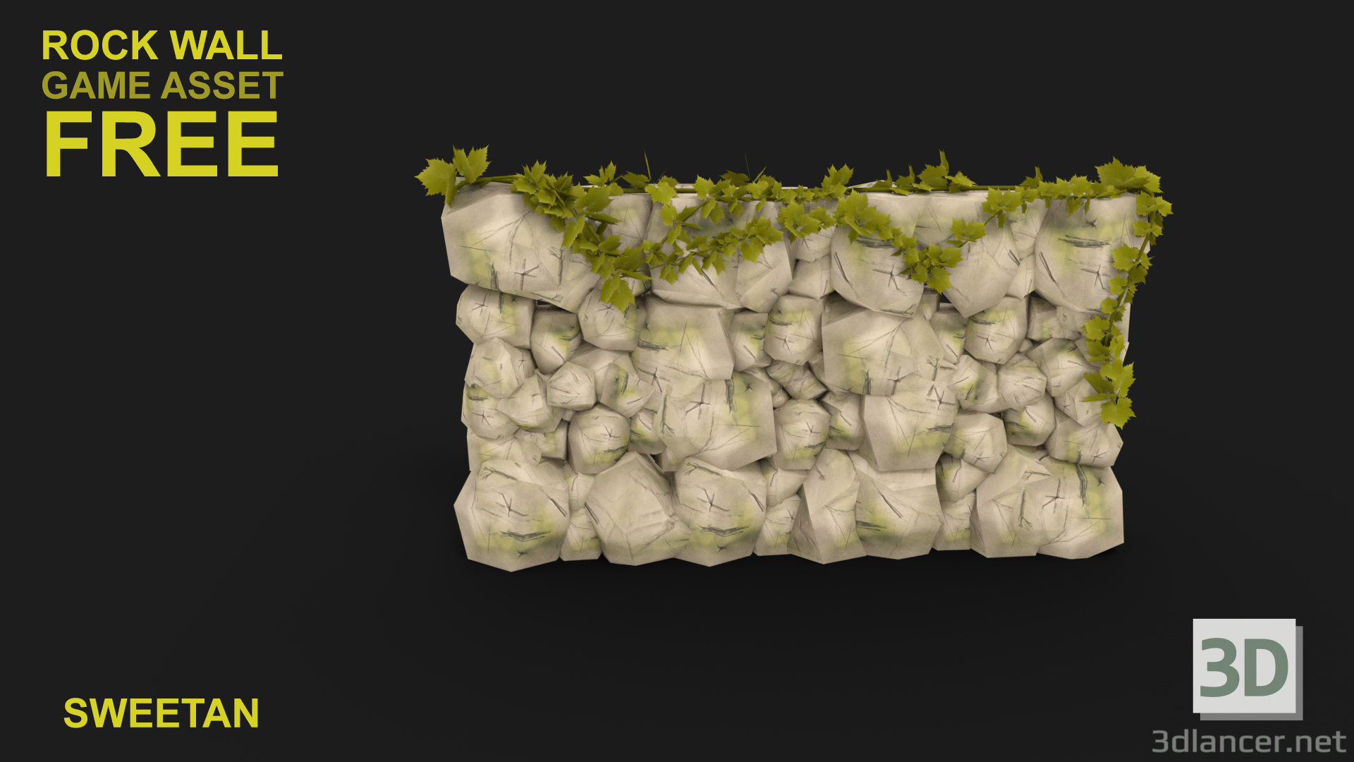 Modelo 3d Concepto de pared de roca 3D con bajo poli | 24776 | 3dlancer.net