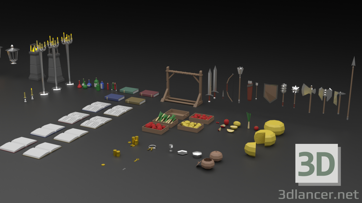 3d model Lowpoly castle/dungeon items | 77785 | 3dlancer.net
