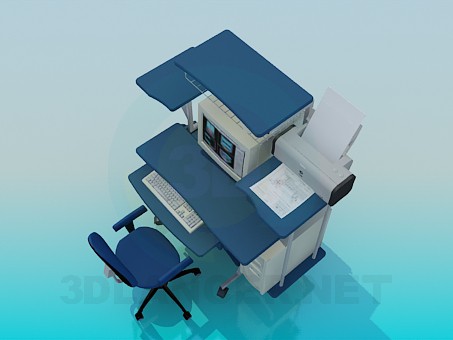 3d model Desk with a computer and peripherals | 3789 | 3dlancer.net