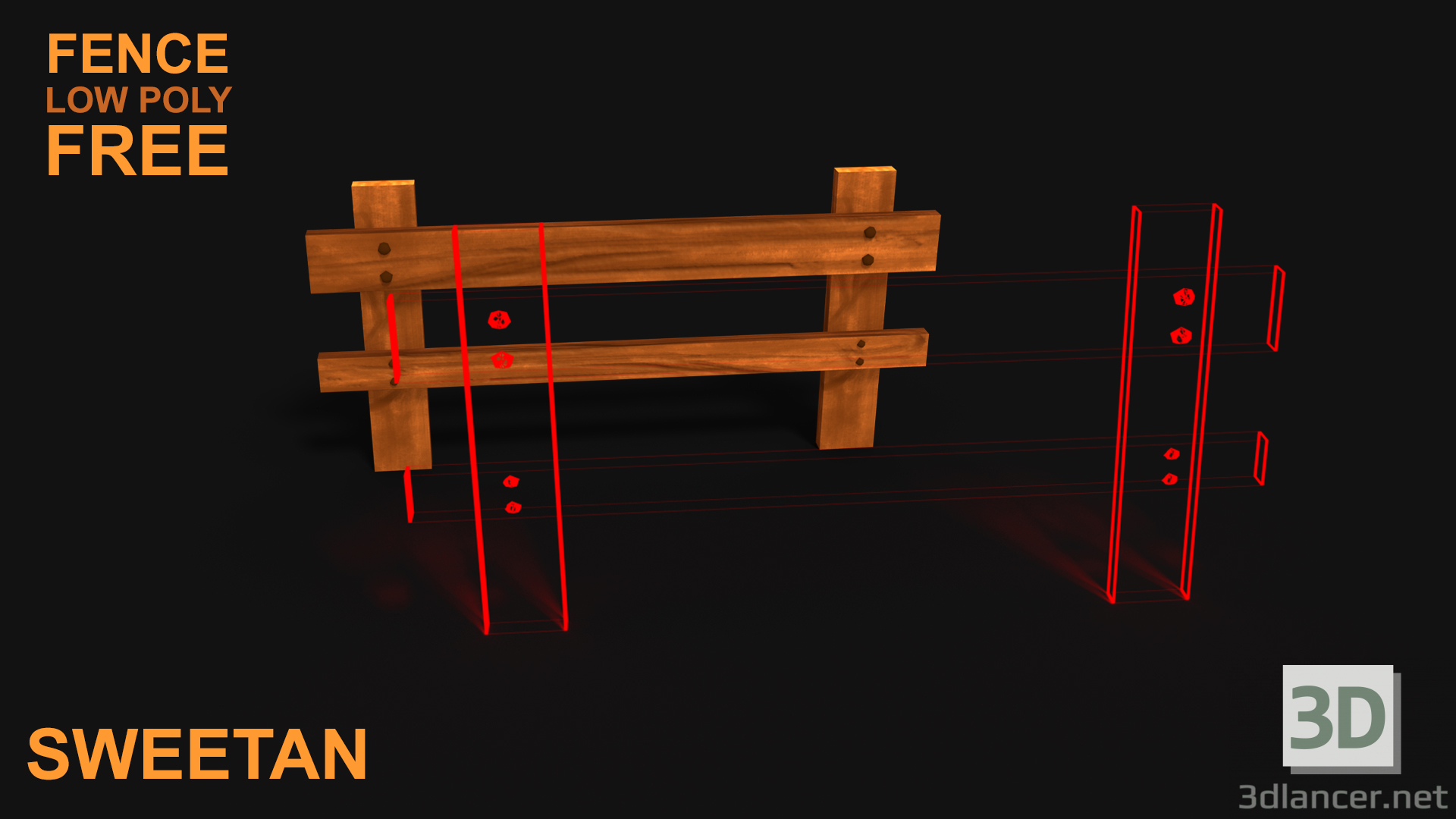 3d model 3D Wooden Fence Game asset - Low poly | 24805 | 3dlancer.net