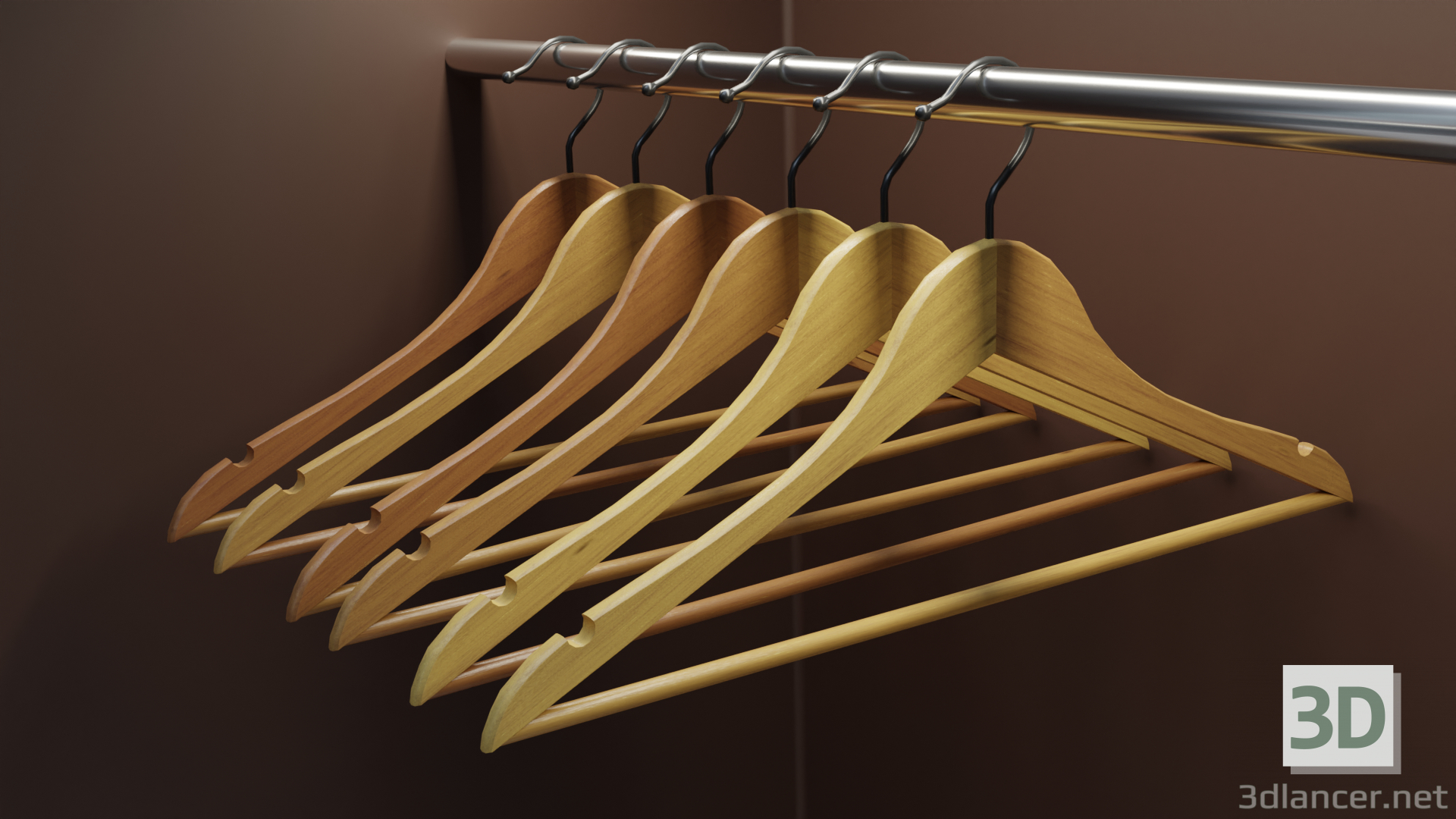 3d model wooden hangers | 70834 | 3dlancer.net