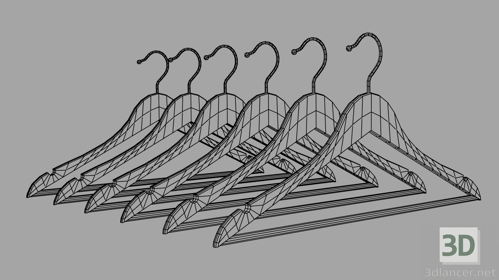 3d model wooden hangers | 70834 | 3dlancer.net