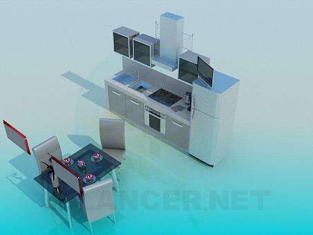 3d model Kitchen with dining table | 3841 | 3dlancer.net