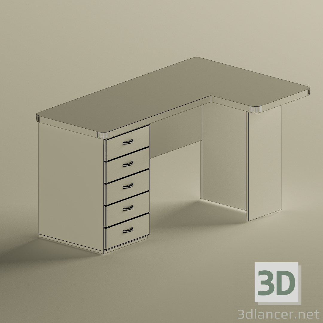 3d model computer desk angular | 21855 | 3dlancer.net