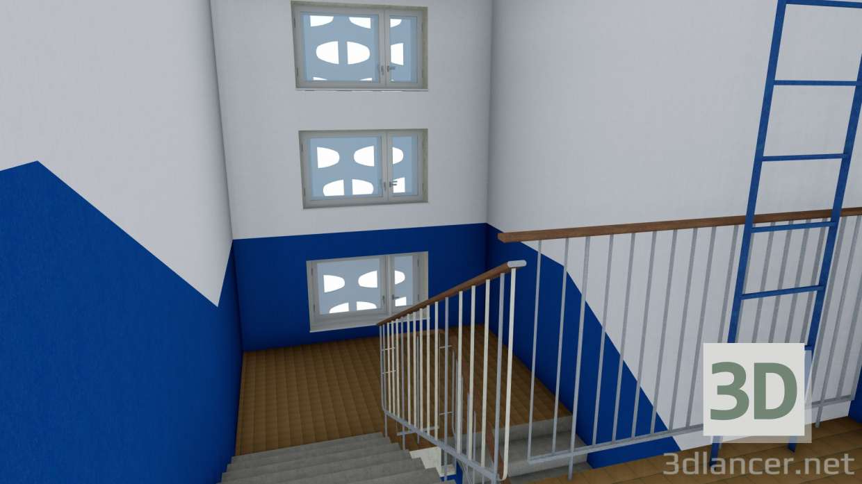 3d model Panel five-story building with a Soviet apartment from the 80s ...