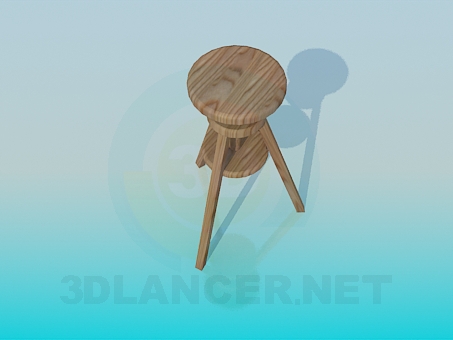 3d model Three-legged wooden stool | 8910 | 3dlancer.net