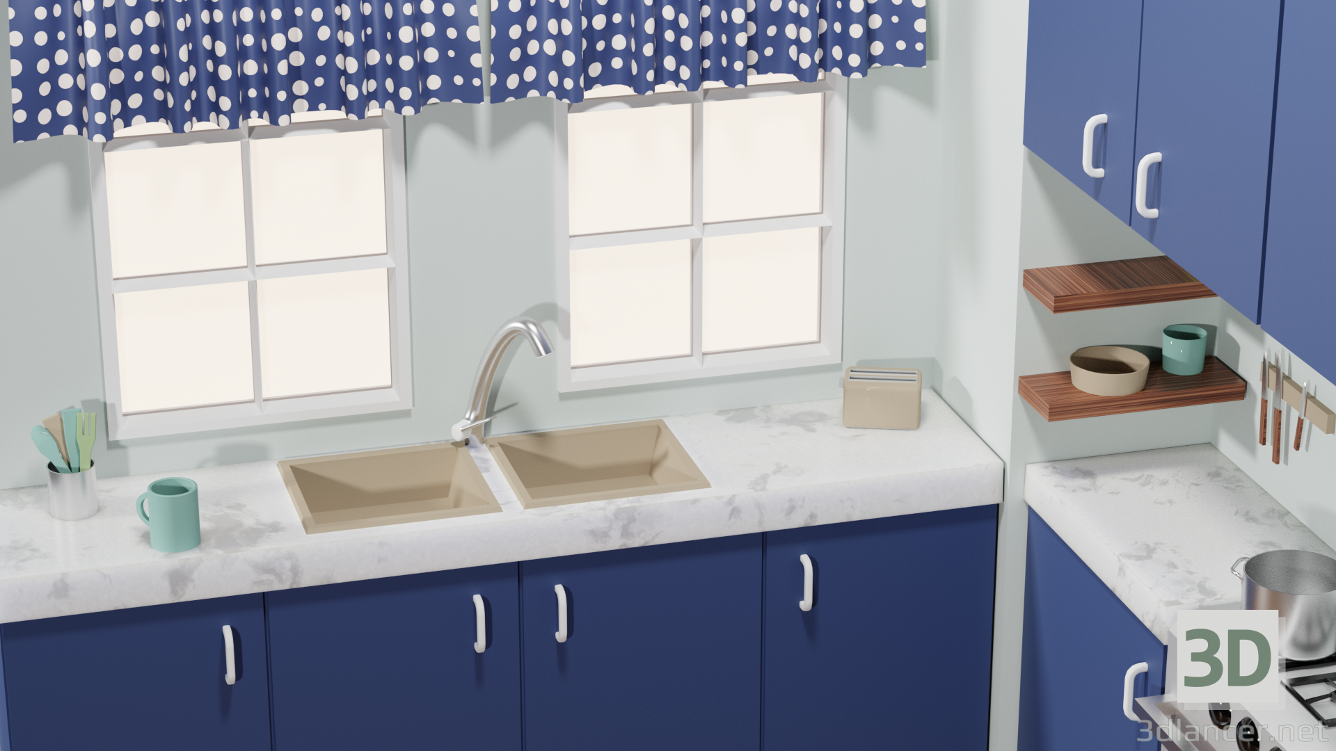 3d model low poly kitchen | 83928 | 3dlancer.net