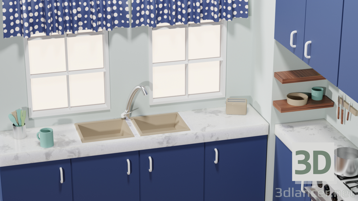 3d model low poly kitchen | 83928 | 3dlancer.net