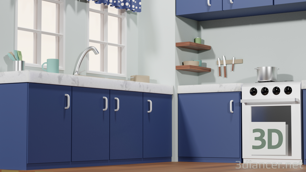 3d model low poly kitchen | 83928 | 3dlancer.net