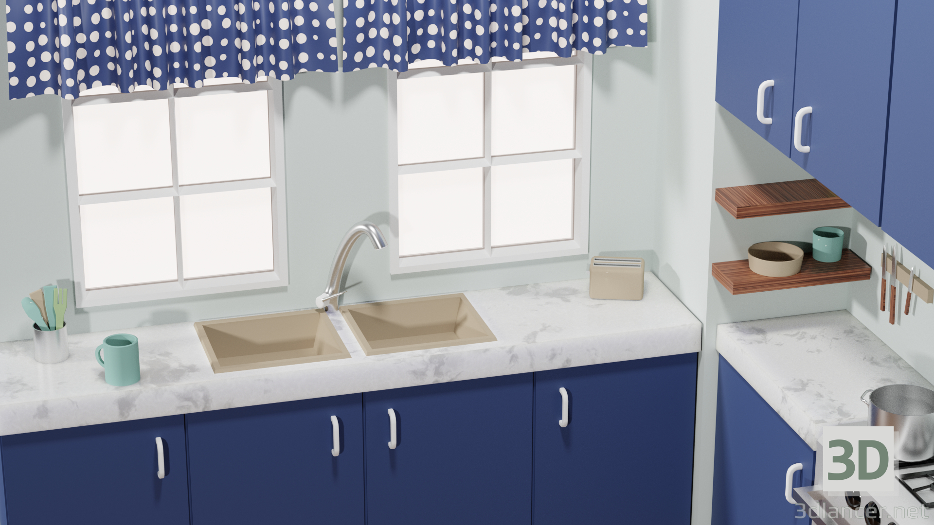 3d model low poly kitchen | 83928 | 3dlancer.net