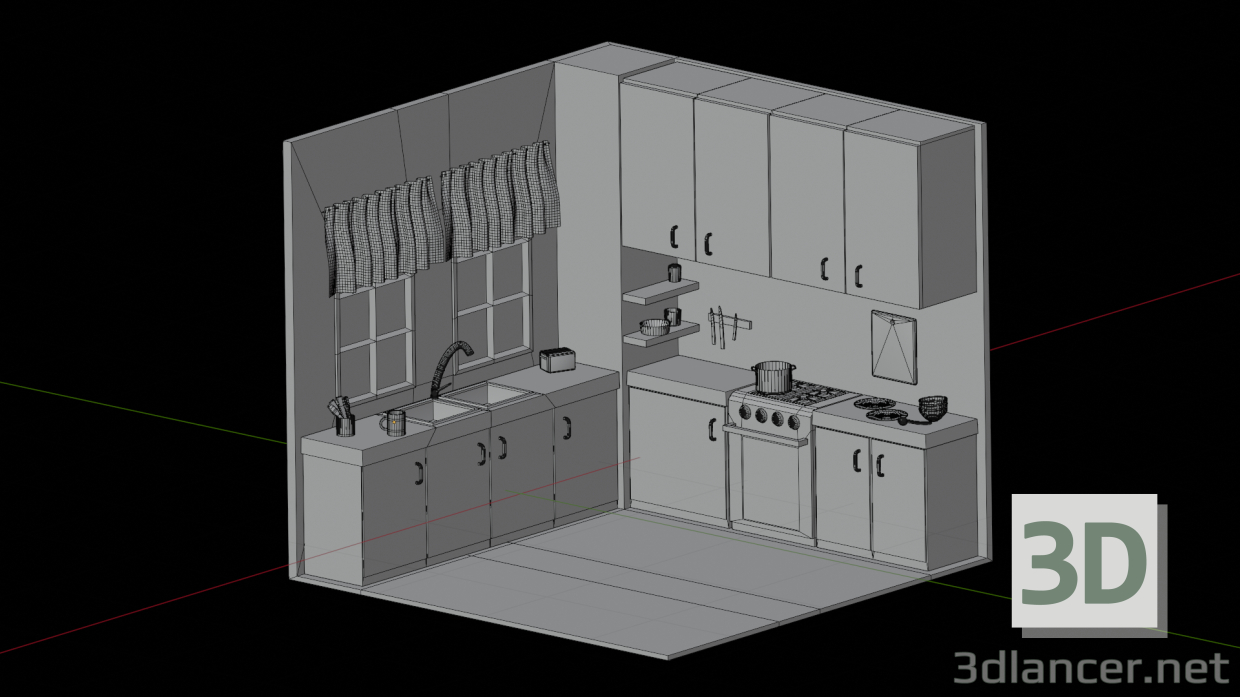 3d model low poly kitchen | 83928 | 3dlancer.net