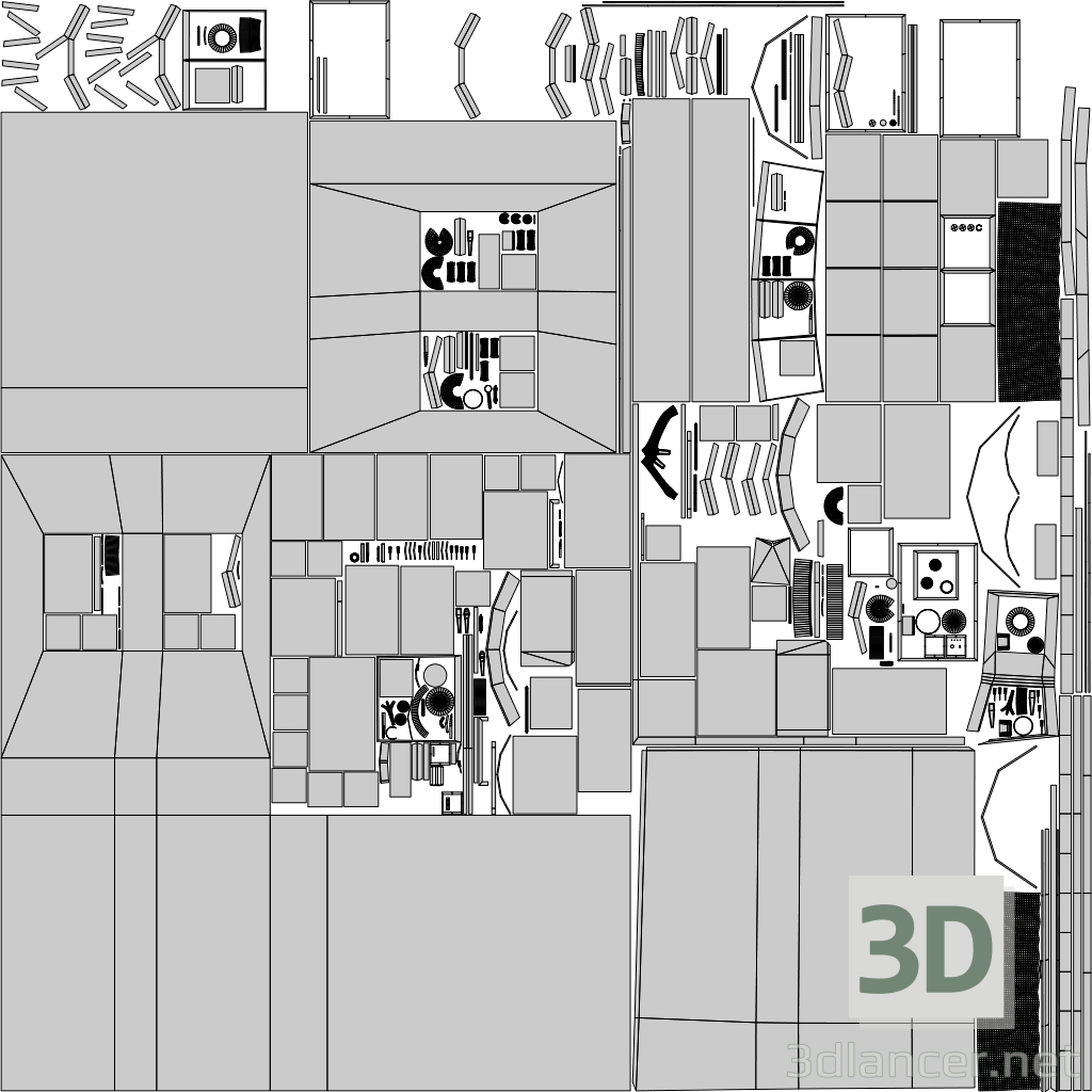 3d model low poly kitchen | 83928 | 3dlancer.net