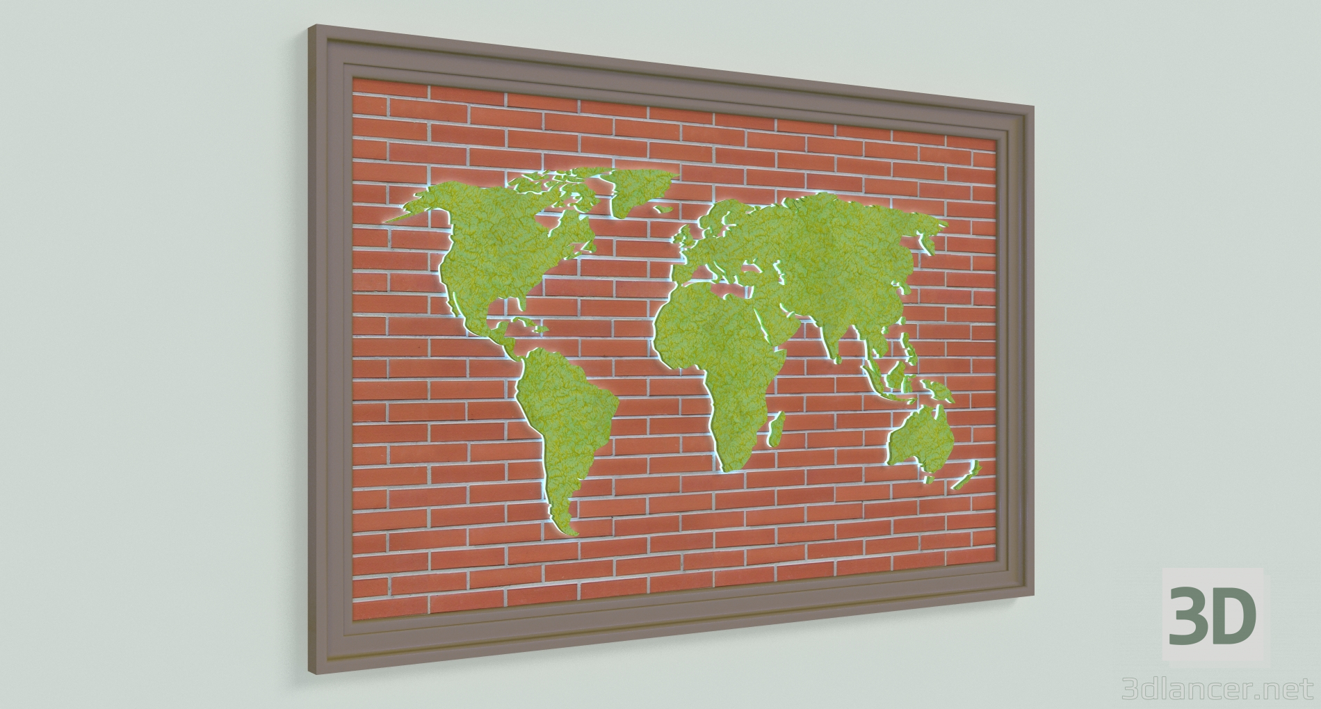 3d model World map in the form of a panel with illumination (2 types ...