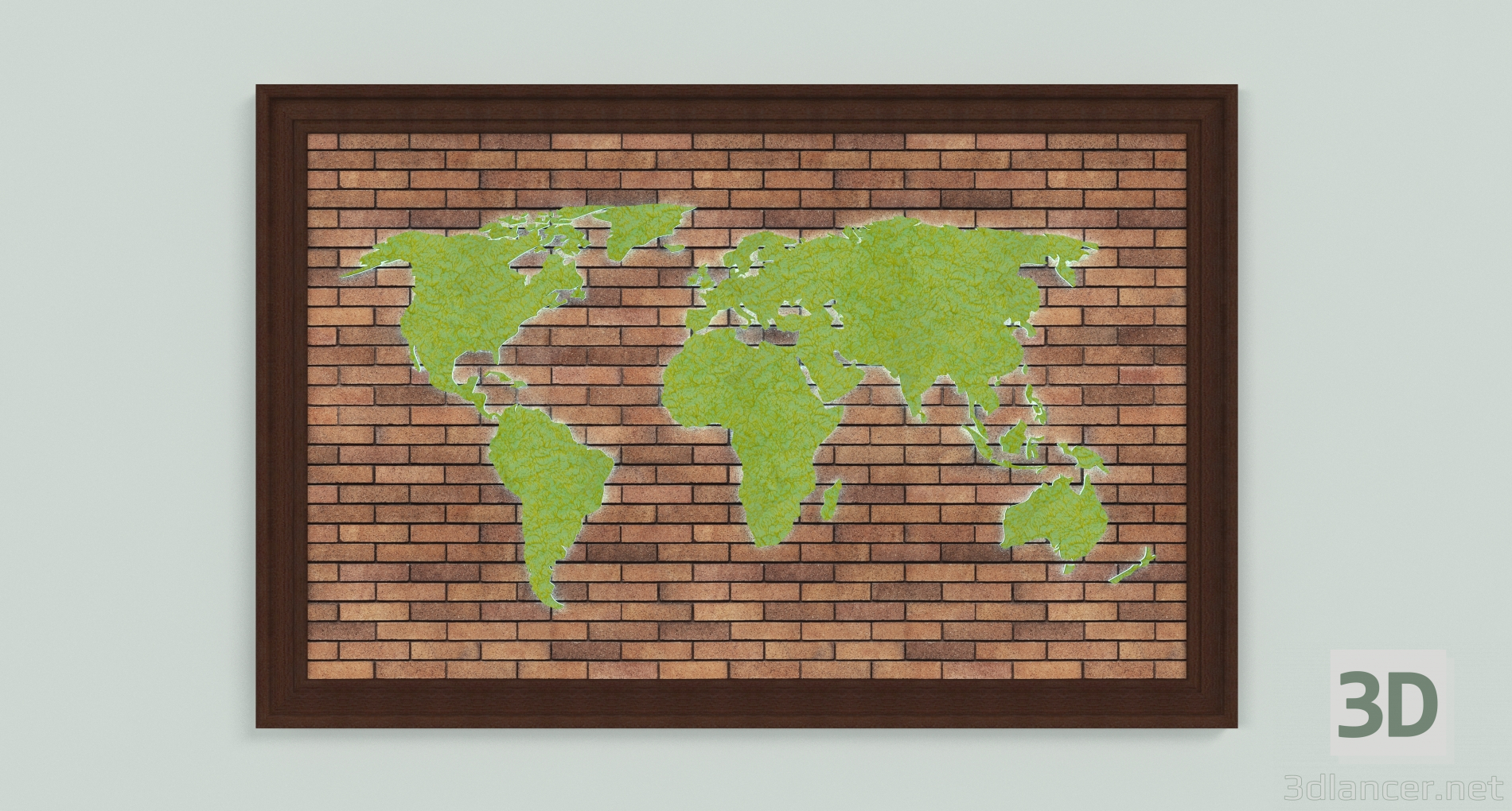 3d model World map in the form of a panel with illumination (2 types ...
