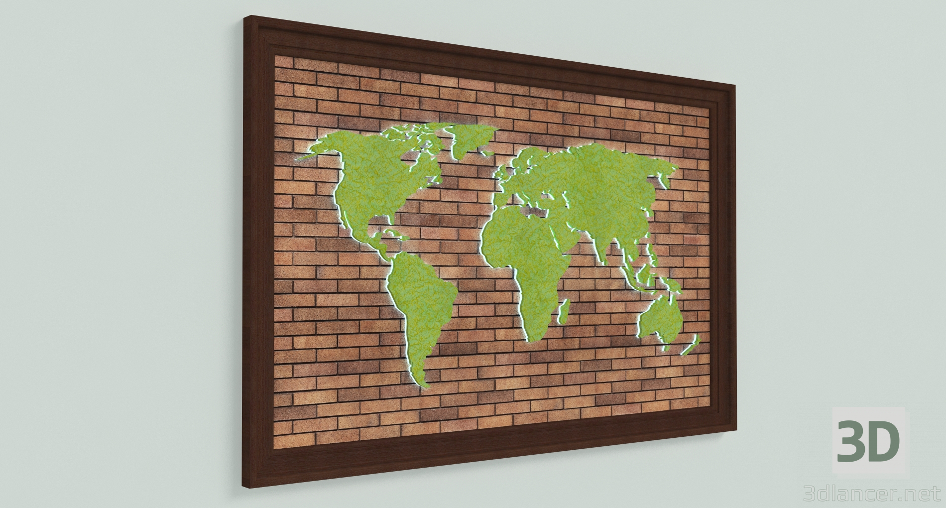 3d model World map in the form of a panel with illumination (2 types ...