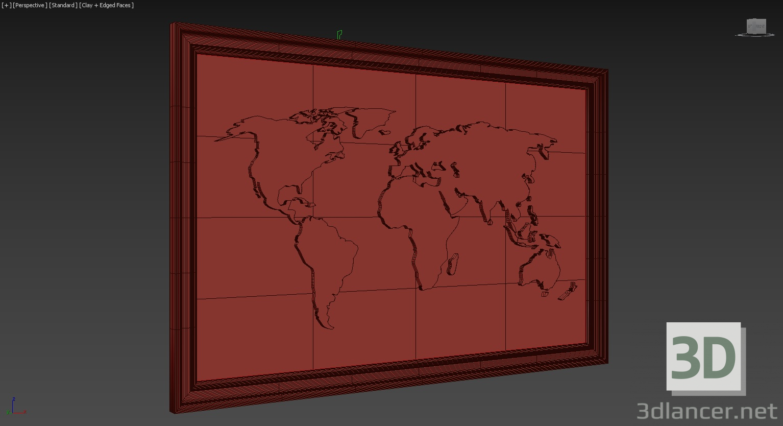 3d model World map in the form of a panel with illumination (2 types ...