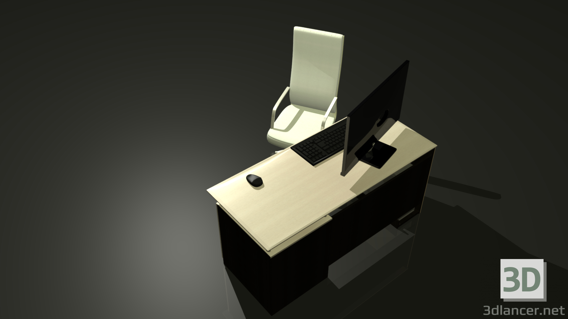 3d model Computer table and chair with a roller | 27990 | 3dlancer.net