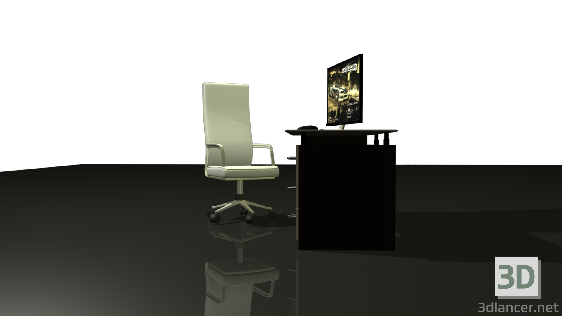 3d model Computer table and chair with a roller | 27990 | 3dlancer.net